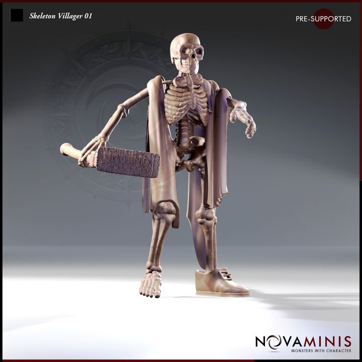 3D Printable Mors Mihi Lucrum: Skeleton Villagers by NovaMinis